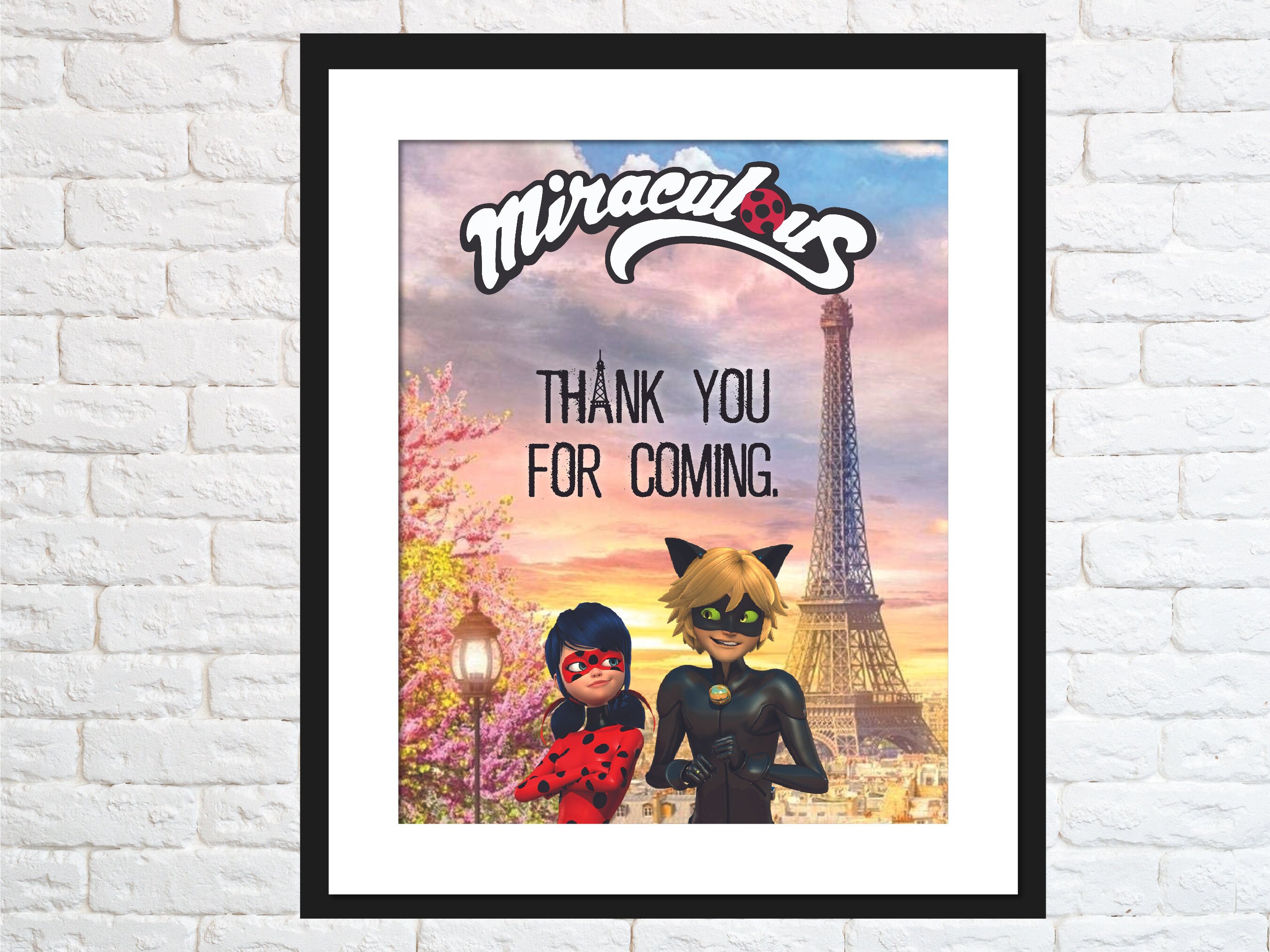 Miraculous Ladybug and Cat Noir Party Sign: Thank You - Etsy