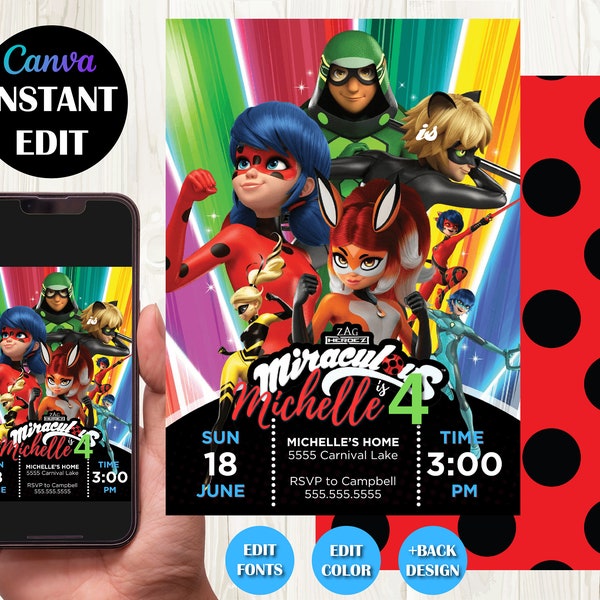 Miraculous Ladybug Print Invitation - Etsy