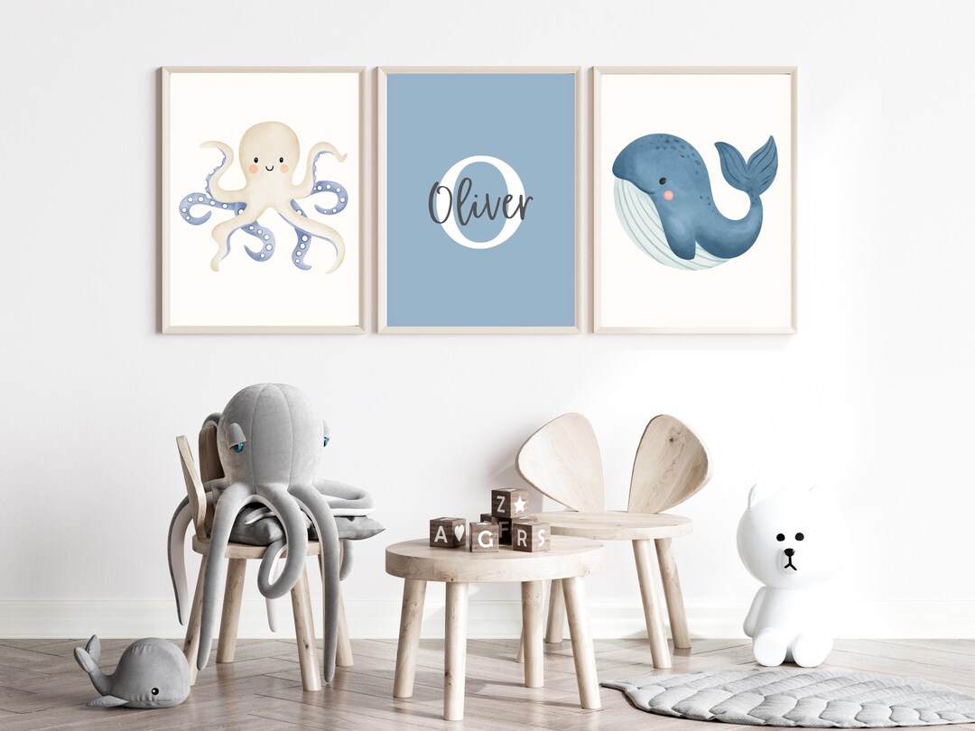 Custom Sea Life Nursery Prints Personalised Set of 3 Prints sea ...