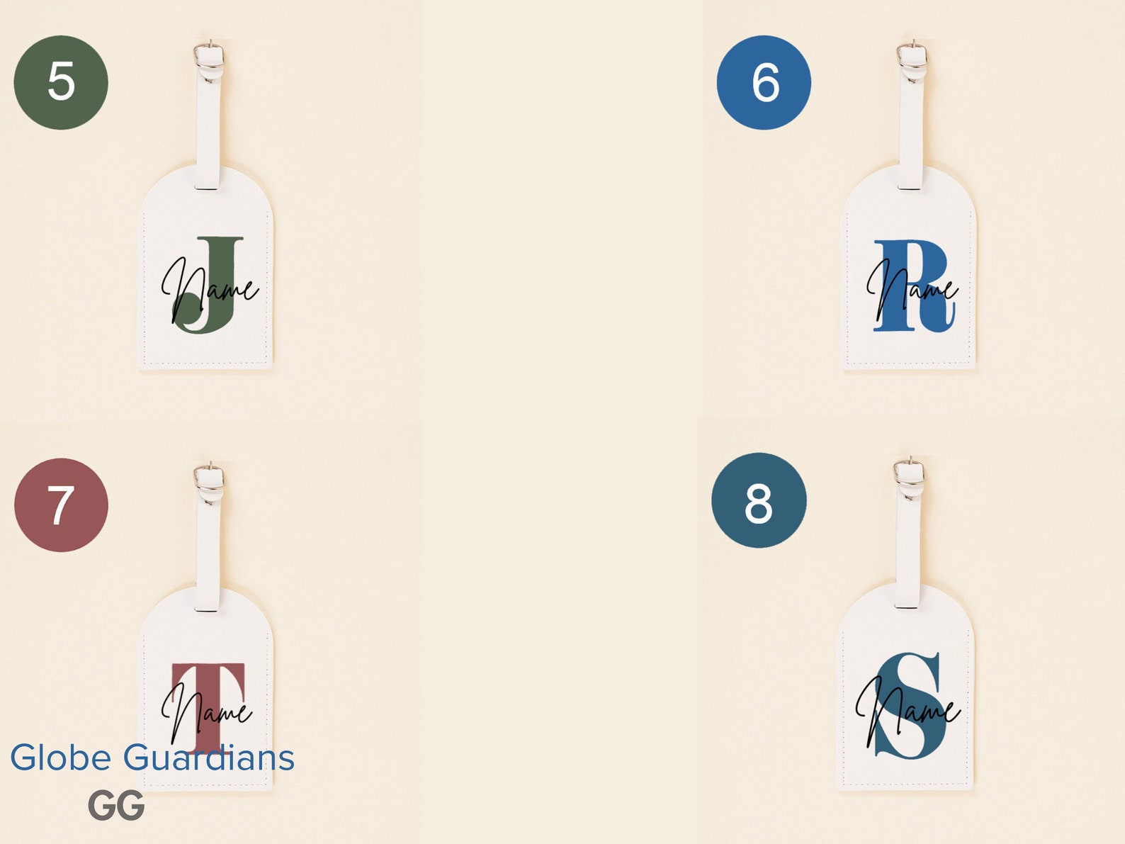 Monogram Luggage Tags: Personalized Initial With Name, Elegant Leather ...