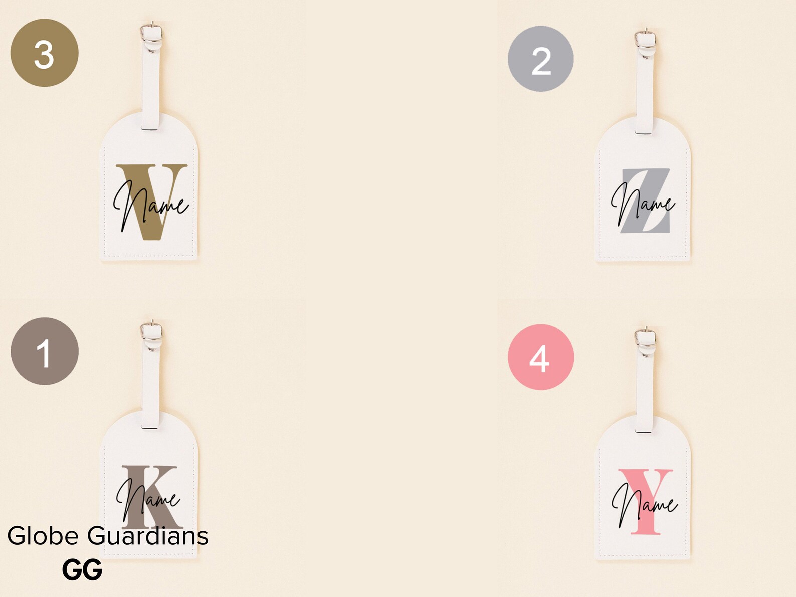 Monogram Luggage Tags: Personalized Initial With Name, Elegant Leather ...