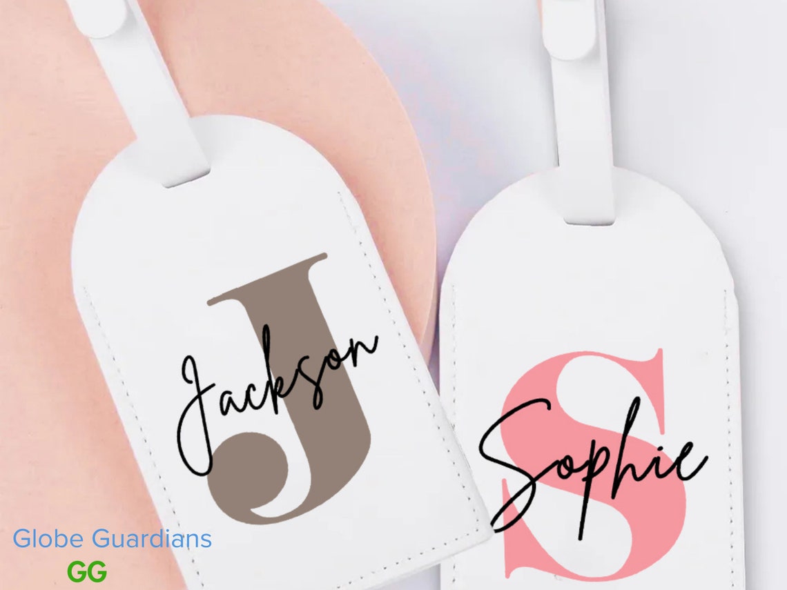 Monogram Luggage Tags: Personalized Initial With Name, Elegant Leather ...