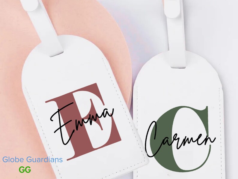 Monogram Luggage Tags: Personalized Initial With Name, Elegant Leather ...