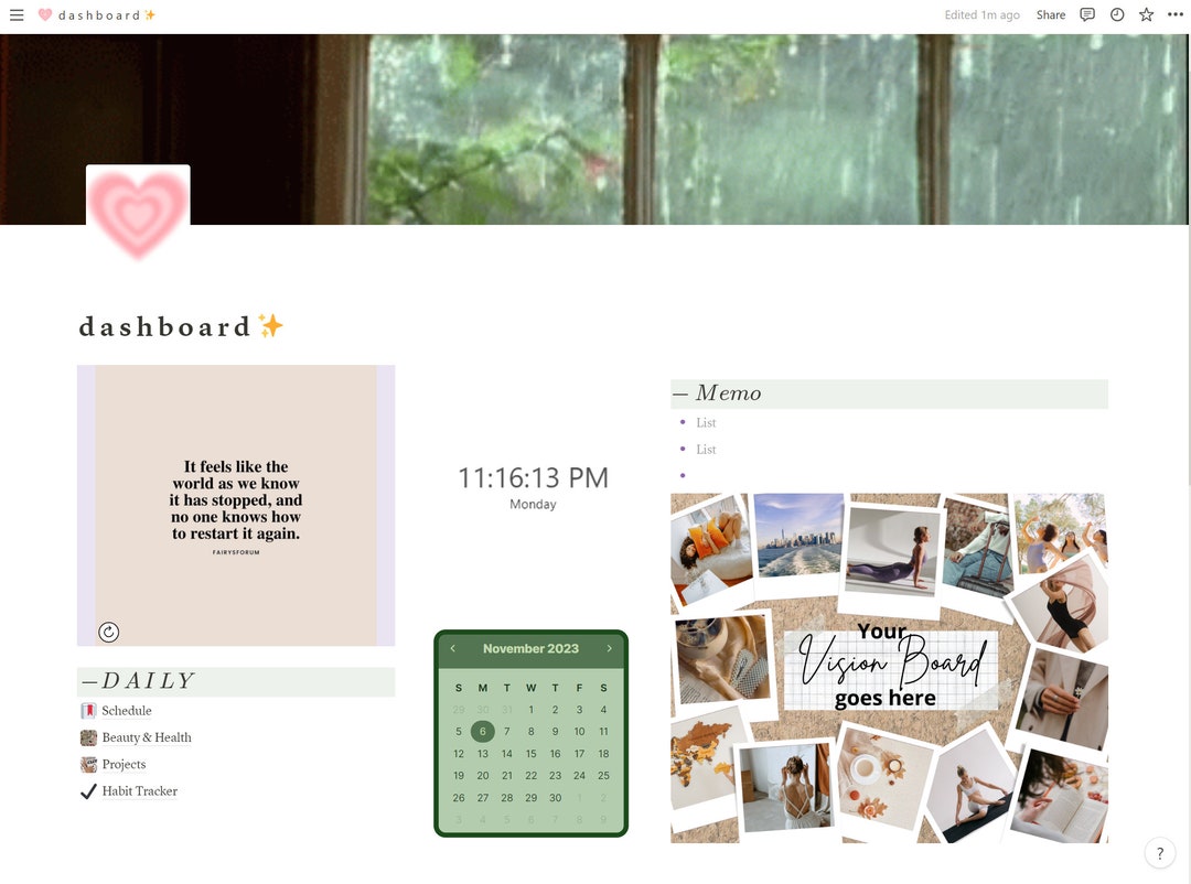 Aesthetic Notion Dashboard Template - Etsy