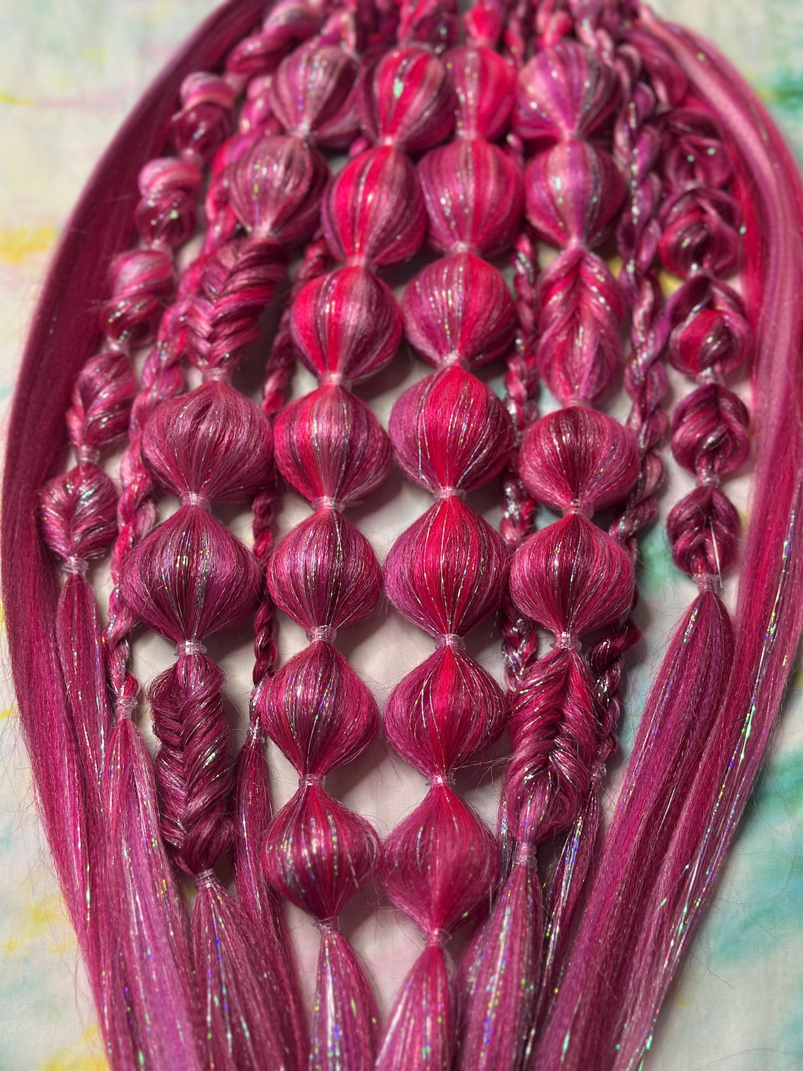 Poppin Pink Tie-in Braids With Tinsel for Raves Festivals Parties - Etsy