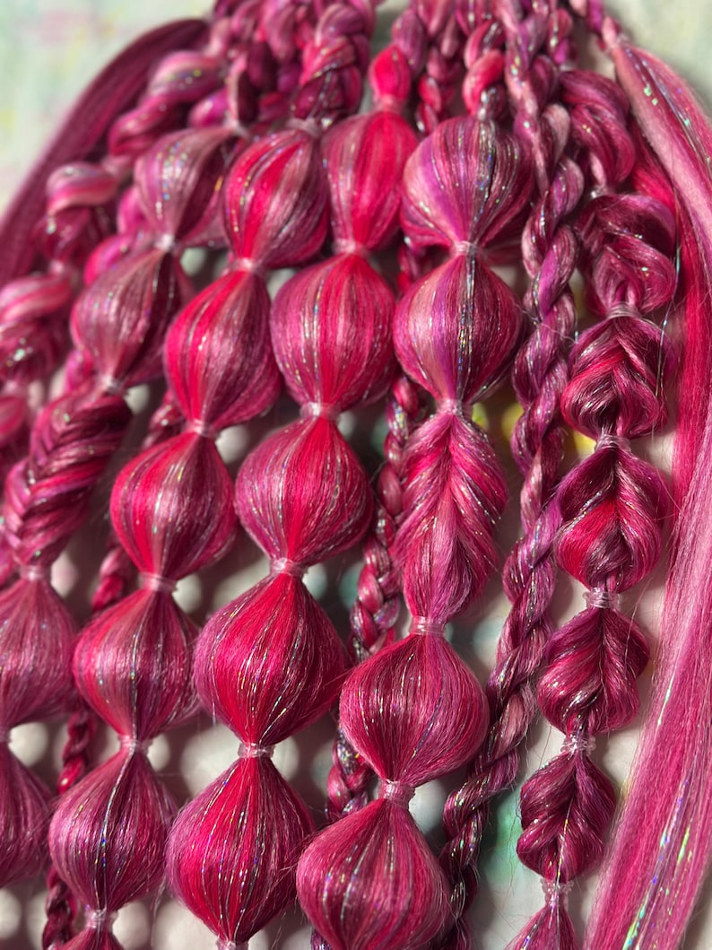 Poppin Pink Tie-in Braids With Tinsel for Raves Festivals Parties - Etsy