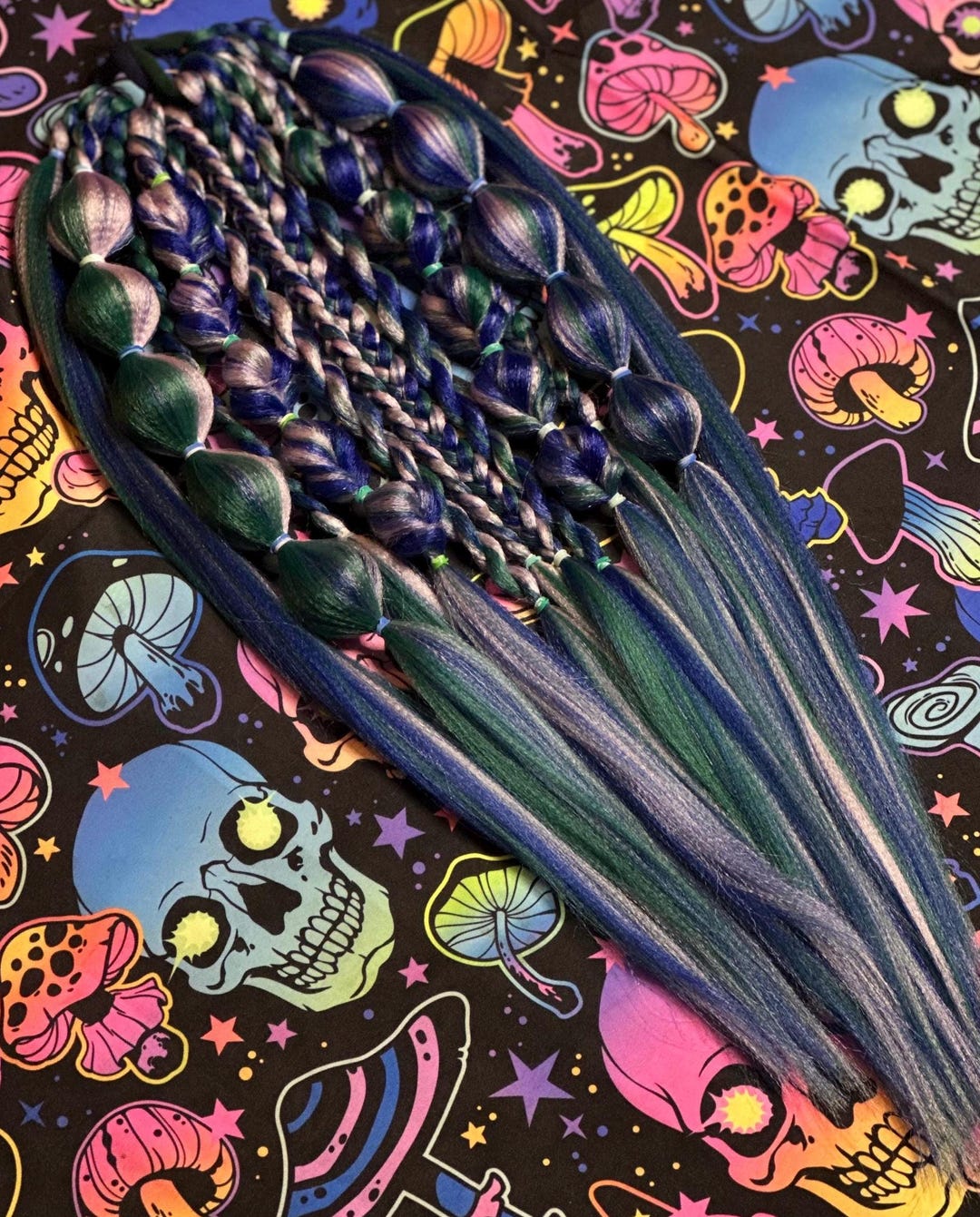 Midnight Mist Festie Braids Dark Blue Dark Green and Lavender for Rave ...