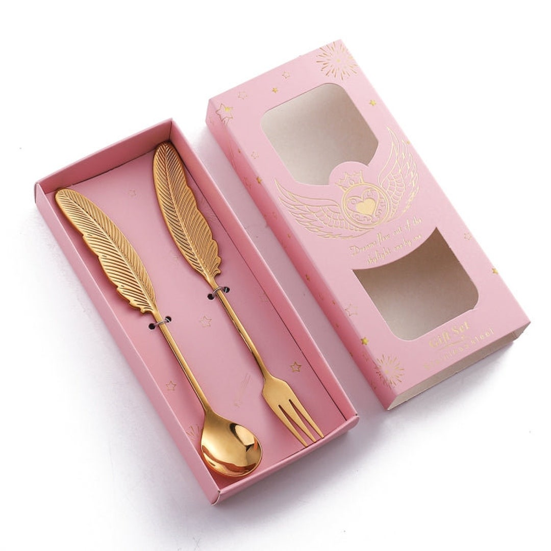 304 Stainless Steel Feather Spoon Fork Literary - Etsy