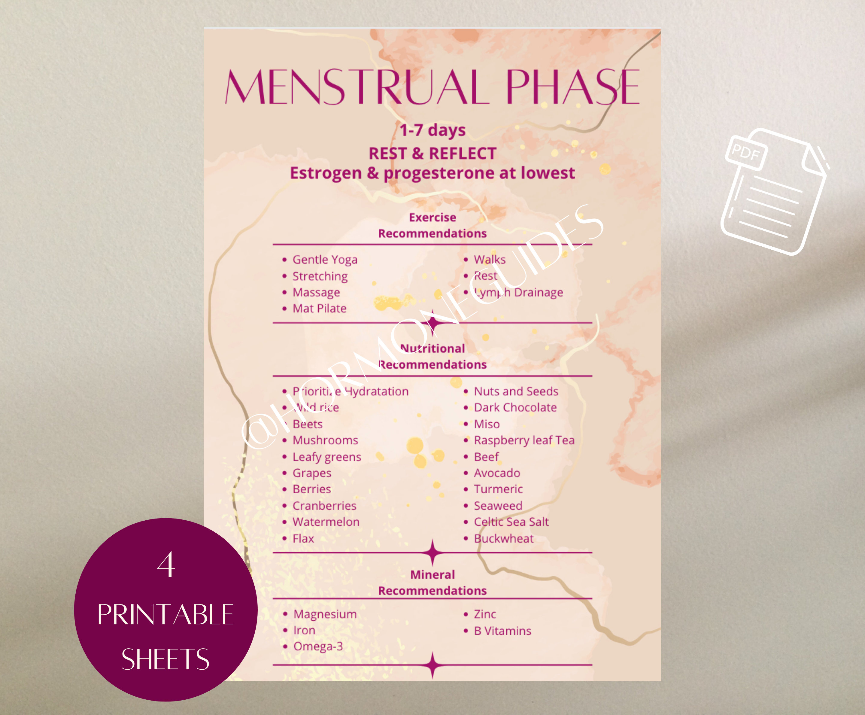 Cycle Syncing Sheets Hormone Proof Guides Cycle Syncing Hormones for Women Cheat Sheets Cycle ...