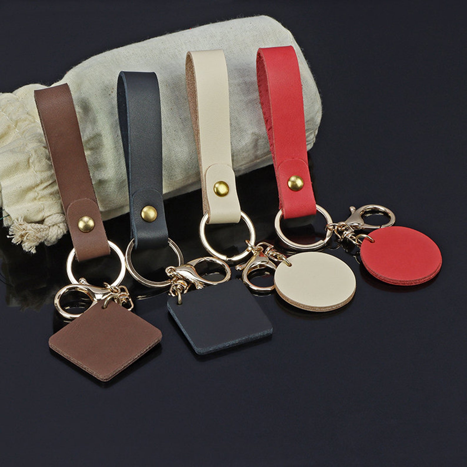 Custom Leather Keychain With Hook Key Chain Personalized Genuine ...