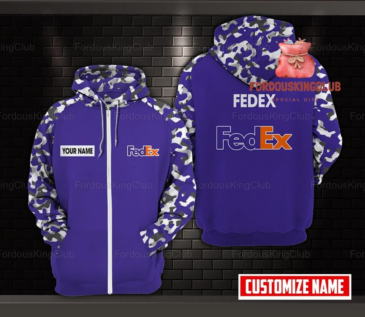 Custom Name Fedex Express Purple Armor Hoodie For Delivery Driver sold ...