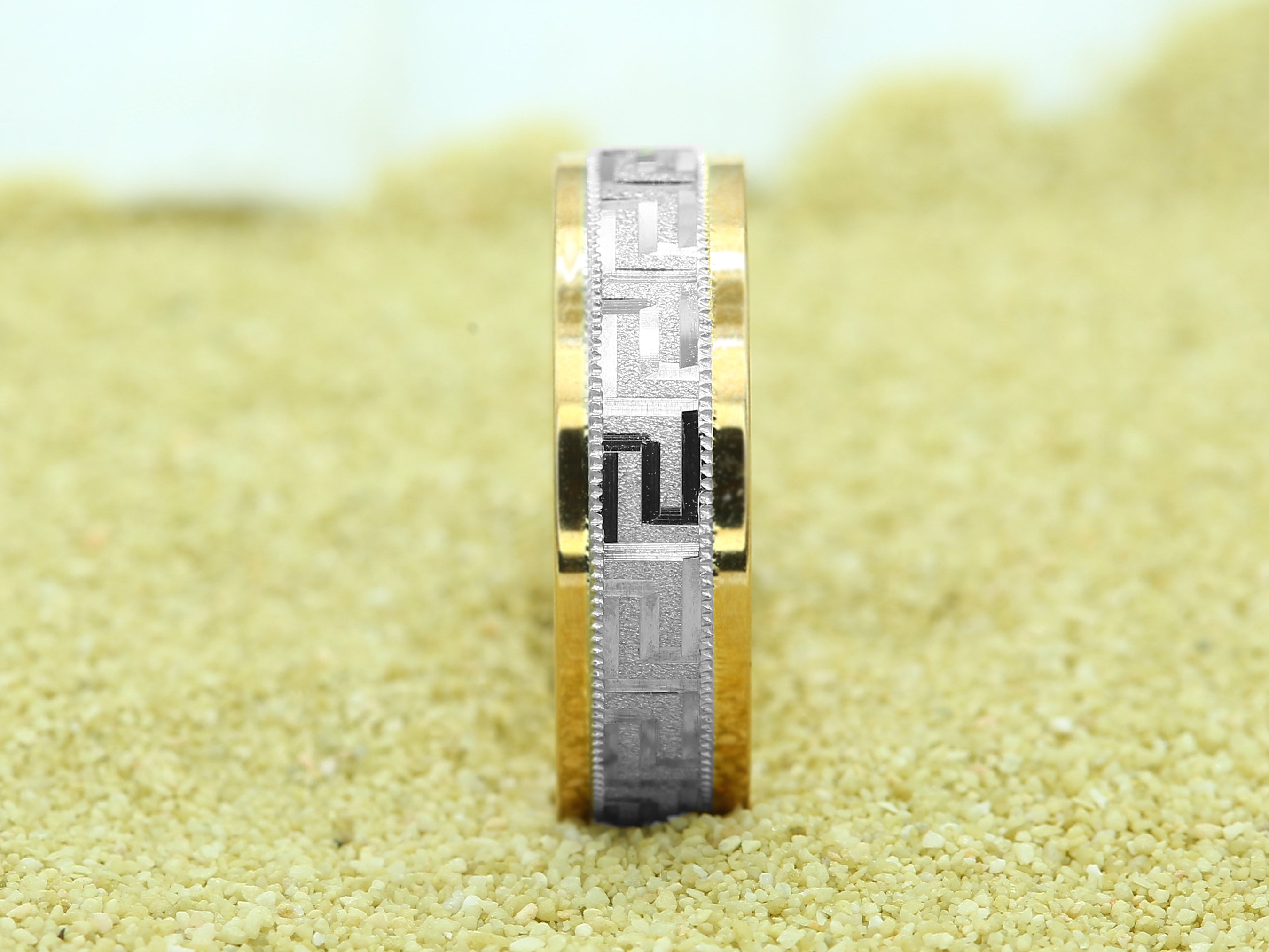 Two-tone Infinity Greek Key Pattern Wedding Band in 10k, 14k, or 18k ...