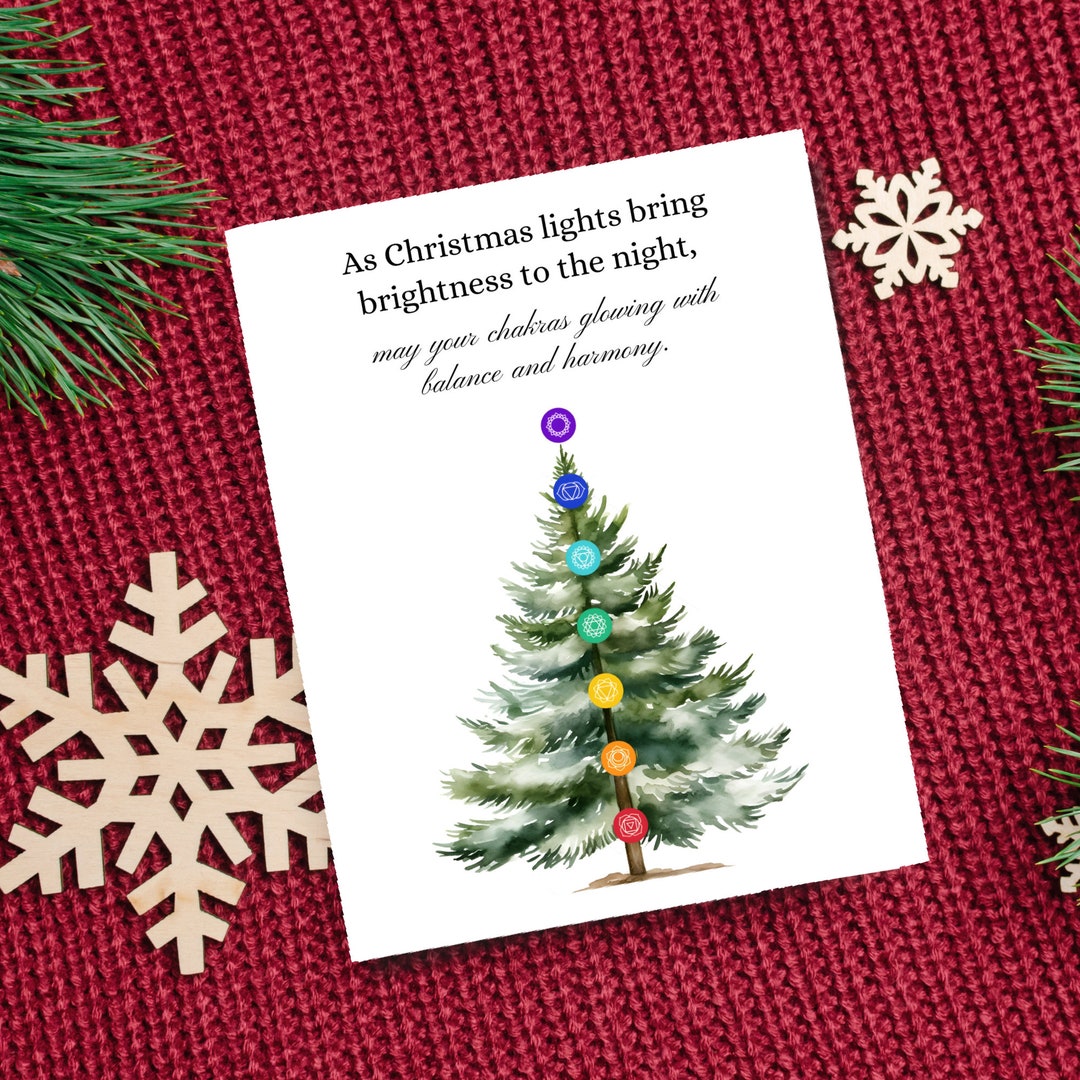Yoga Christmas Card Chakras Christmas Postcard DIY Print - Etsy