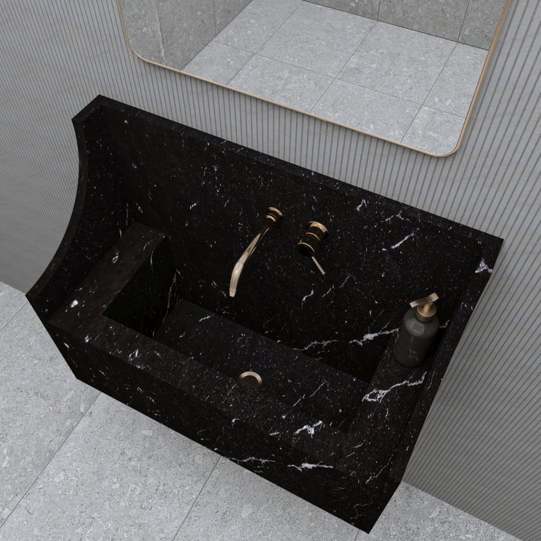 Nero Marble Aesthetic Design Sink Black Marble Sink Marble Sink With ...