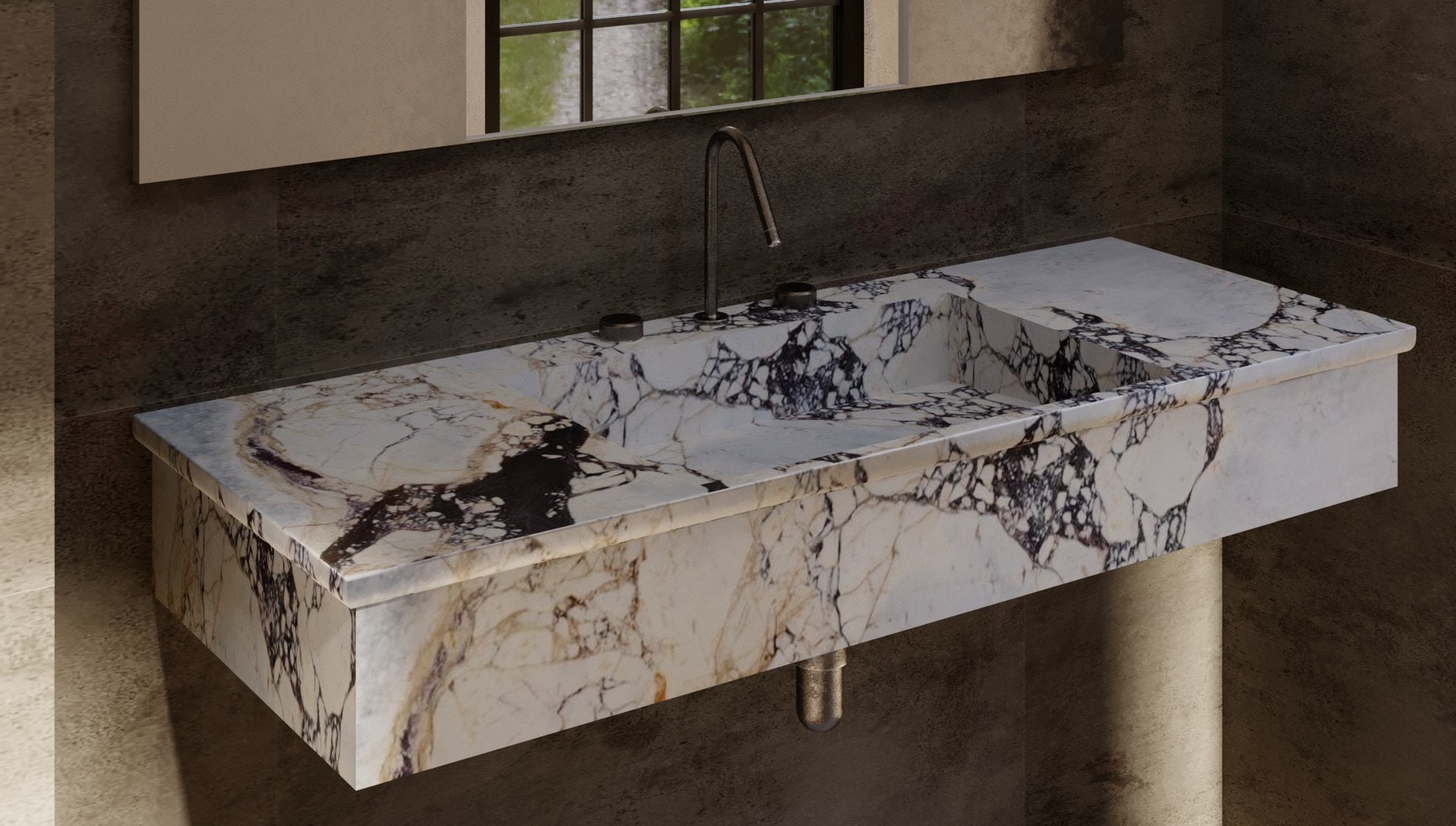 Viola Marble Sink, Grooved Front Sink, Special Order Sink, Hand Carved ...