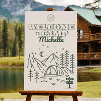 Camp Birthday Direction Sign, Camp Welcome Sign With Arrow, Camping ...
