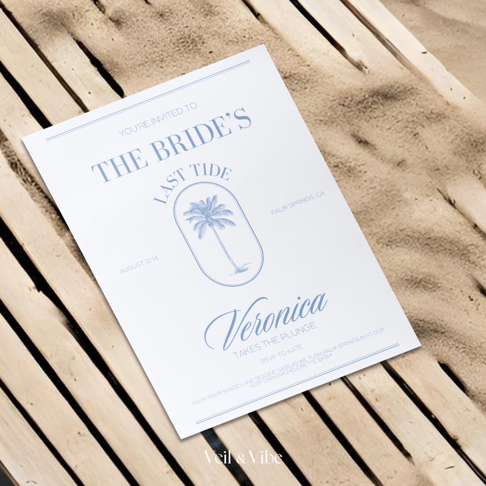 Country Club Bachelorette Party Invite Template Palm Springs ...