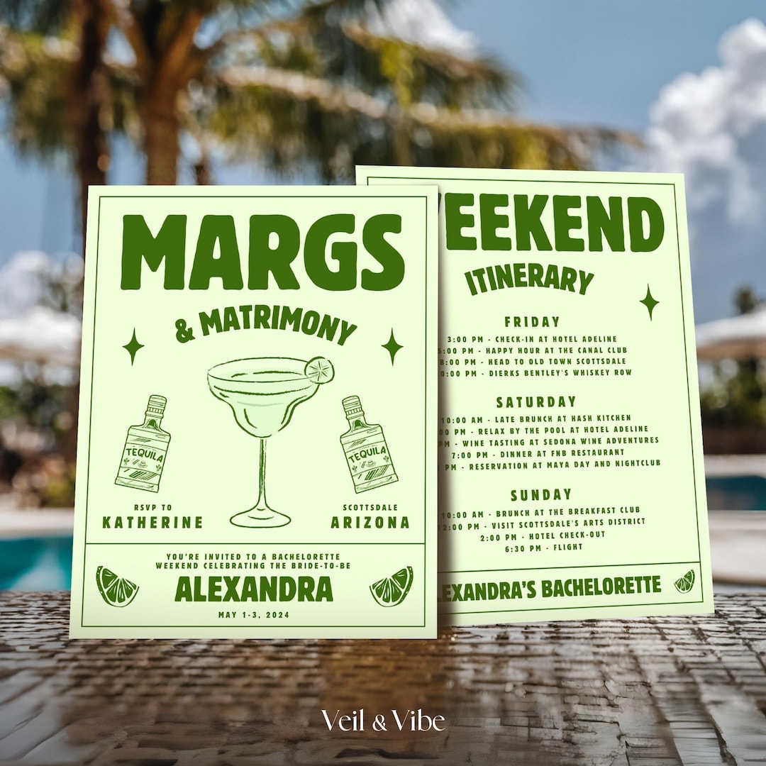 Margarita Bachelorette Invite Margs and Matrimony Bachelorette ...