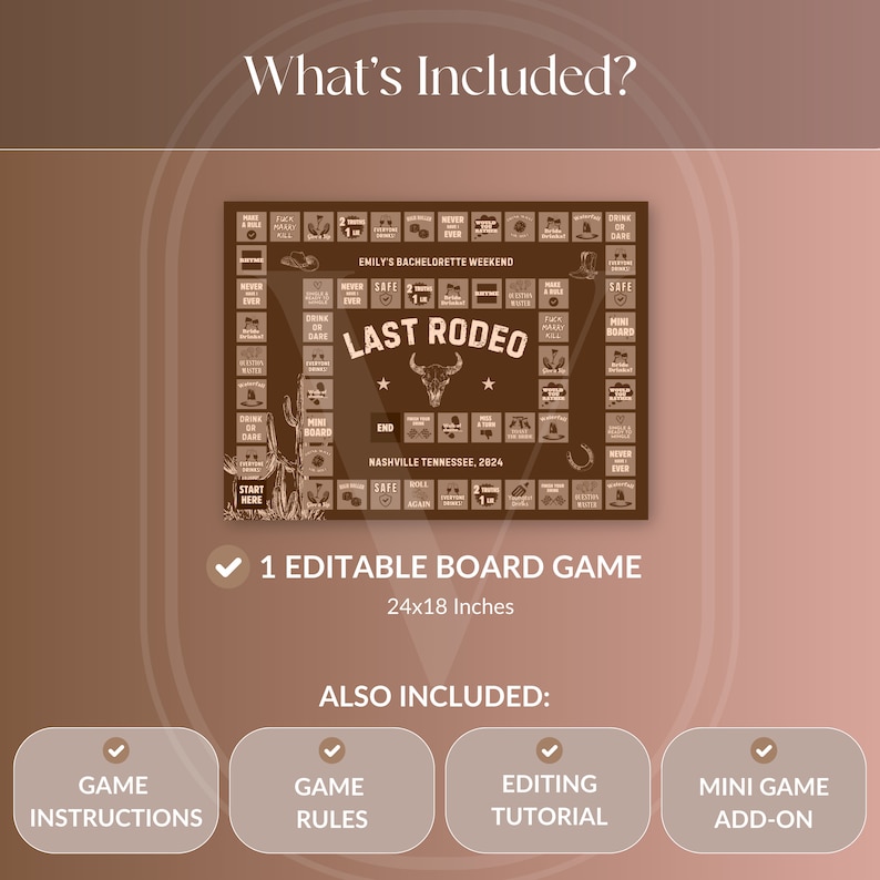Last Rodeo Bachelorette Board Game Printable Game Western Drinking ...