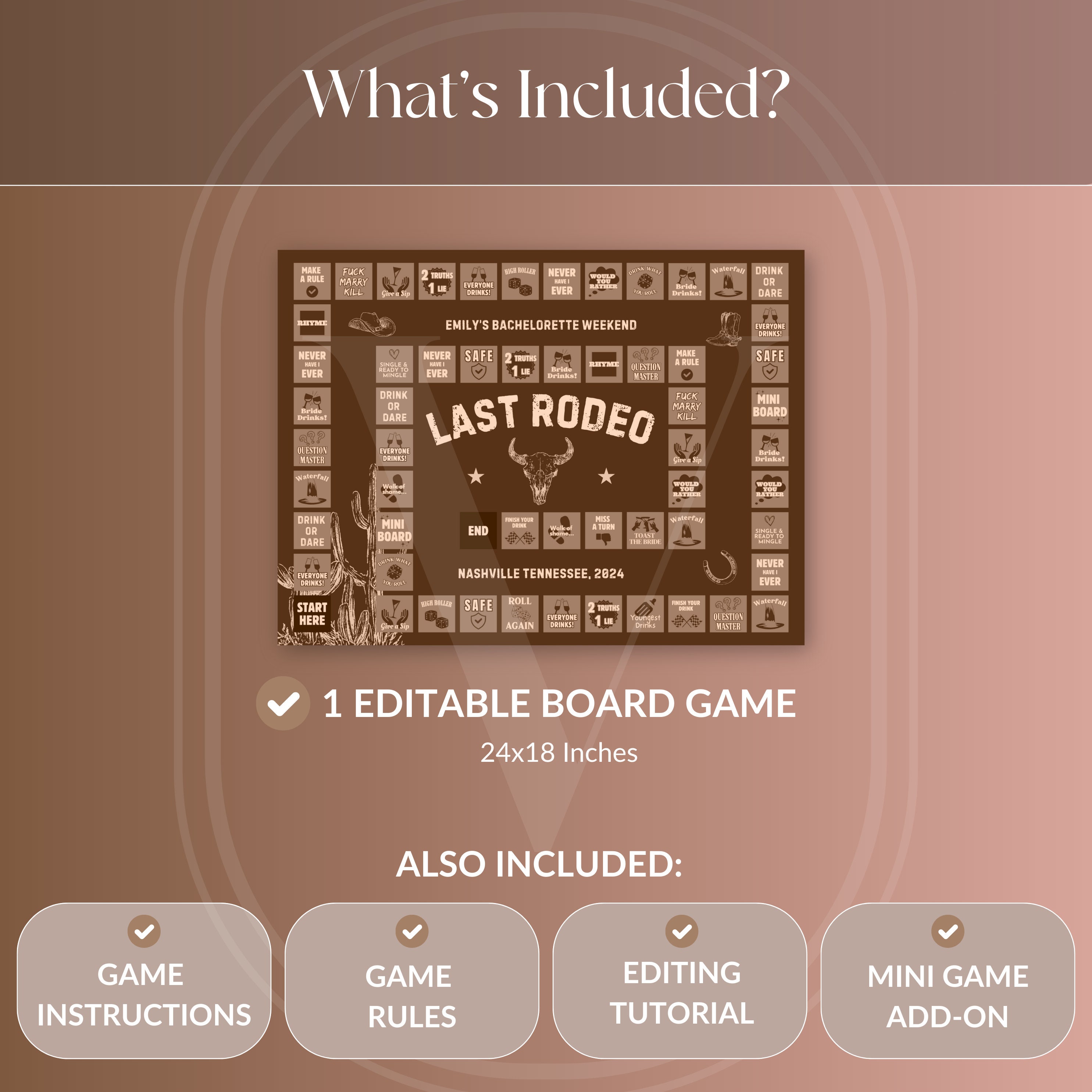 Last Rodeo Bachelorette Board Game Printable Game Western Drinking ...