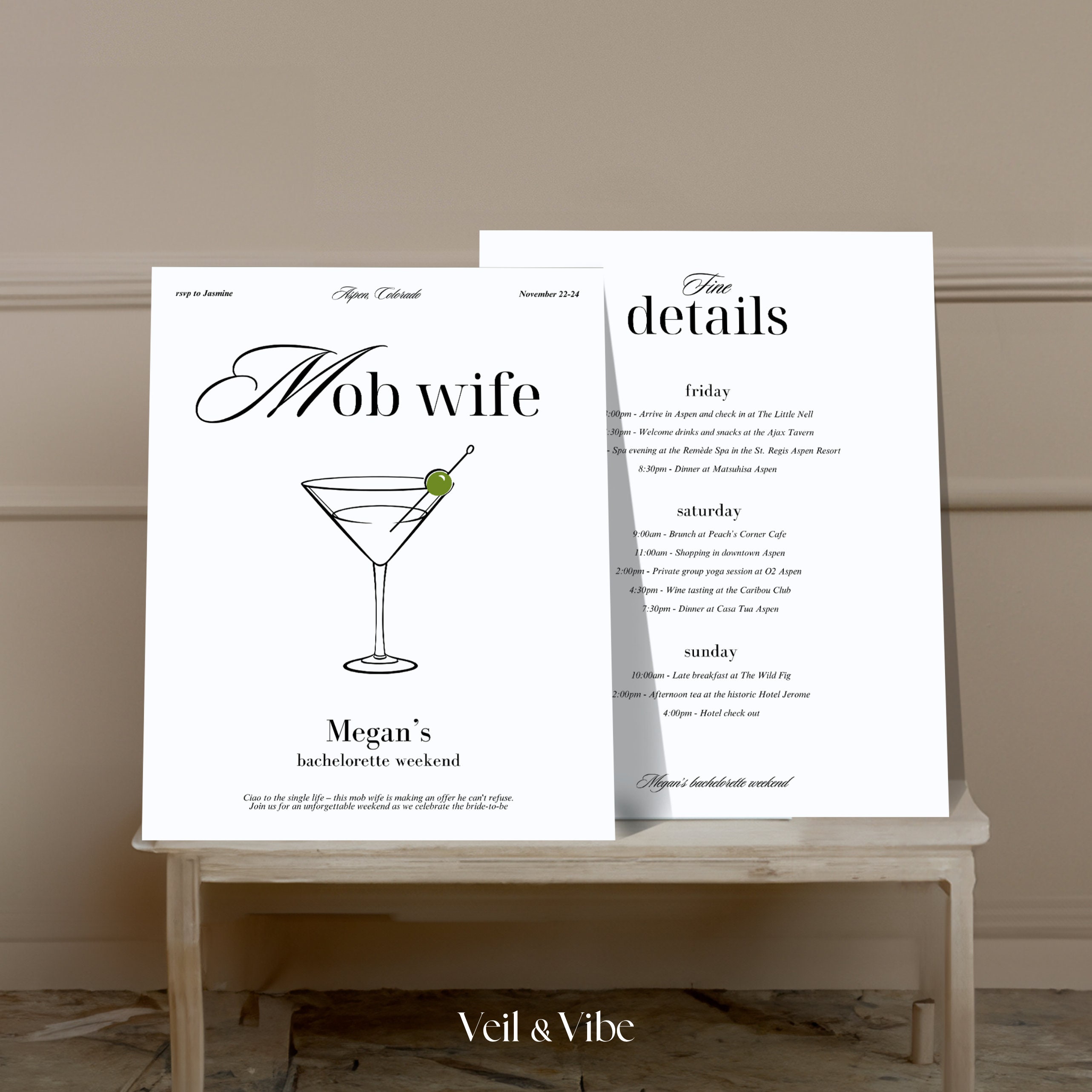 Editable Canva Mob Wife Invite and Itinerary Card for Bachelorette ...