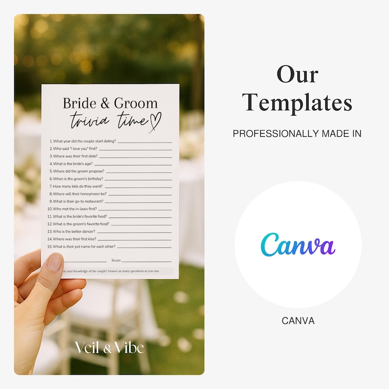 Bride and Groom Trivia Questions Printable Wedding Shower Game Couples ...
