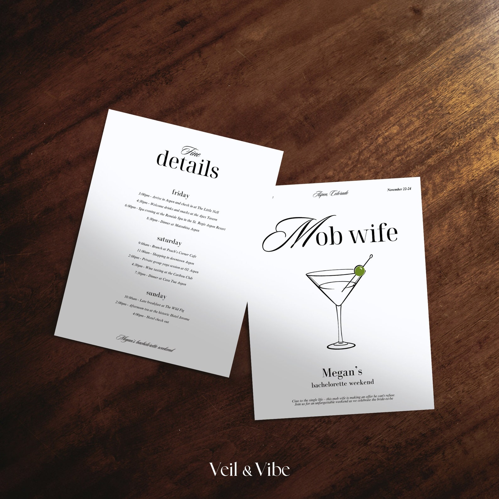 Editable Canva Mob Wife Invite and Itinerary Card for Bachelorette ...