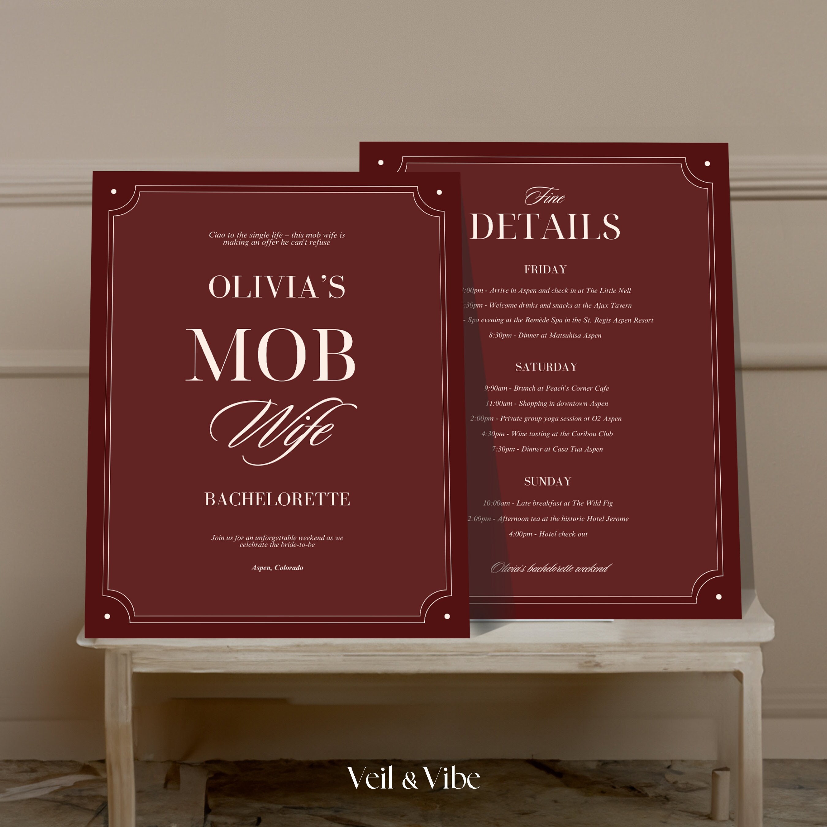 Chic Italian Mob Wife Bachelorette Invitation Template Mob Wife ...