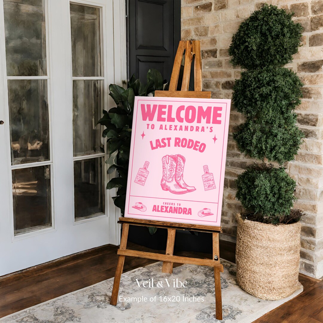 Brides Last Rodeo Bachelorette Sign Pink Cowgirl Bachelorette Party ...