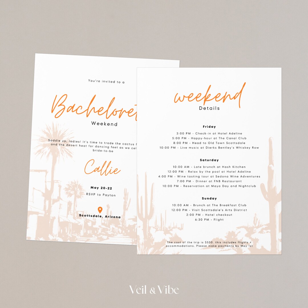 Scottsdale Bach Bash Invite Desert Vibes Bachelorette - Etsy UK
