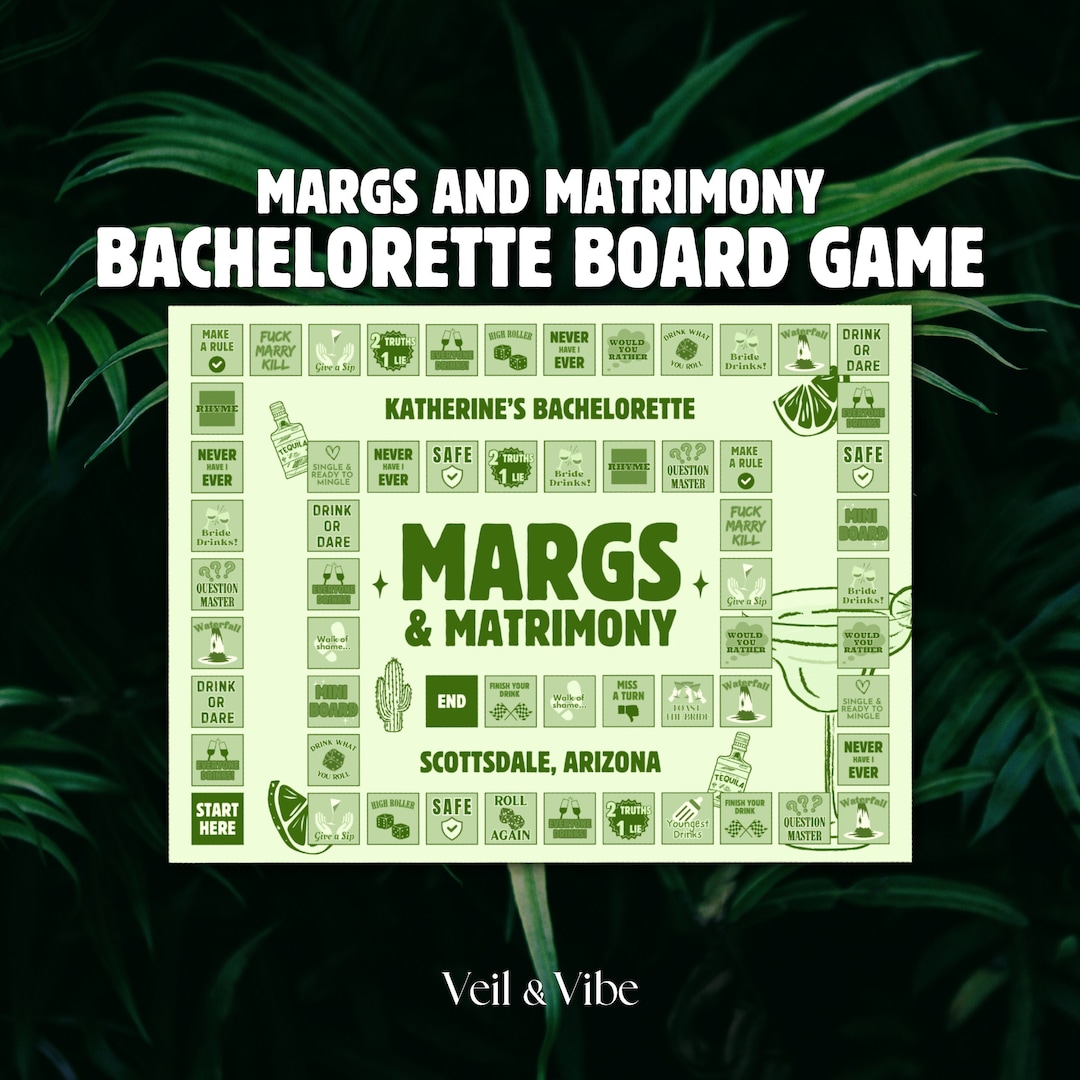 Margs and Matrimony Bachelorette Board Game Bachelorette Games Hen ...