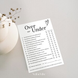 Bridal Shower Game Over or Under Bridal Games for Bridal Shower Games ...
