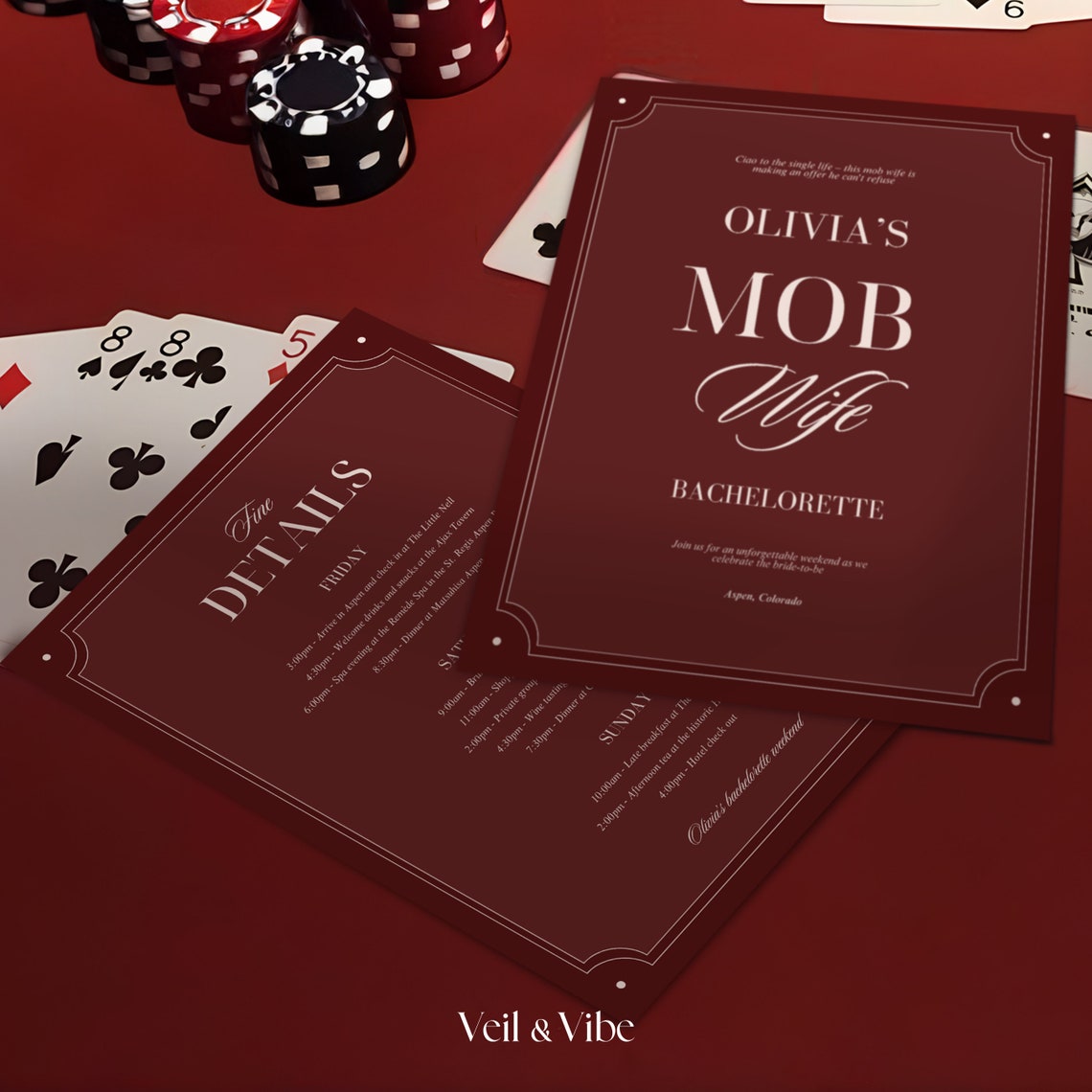 Classic Mob Wife Bachelorette Invitation Mafia Bachelorette Itinerary ...