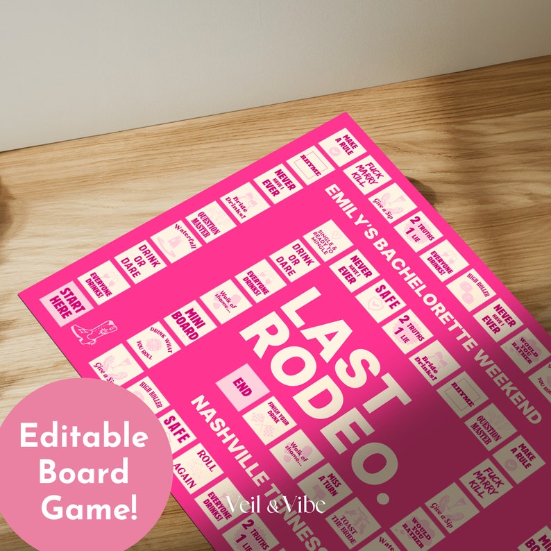Modern Last Rodeo Bachelorette Board Game Nashville Bachelorette ...