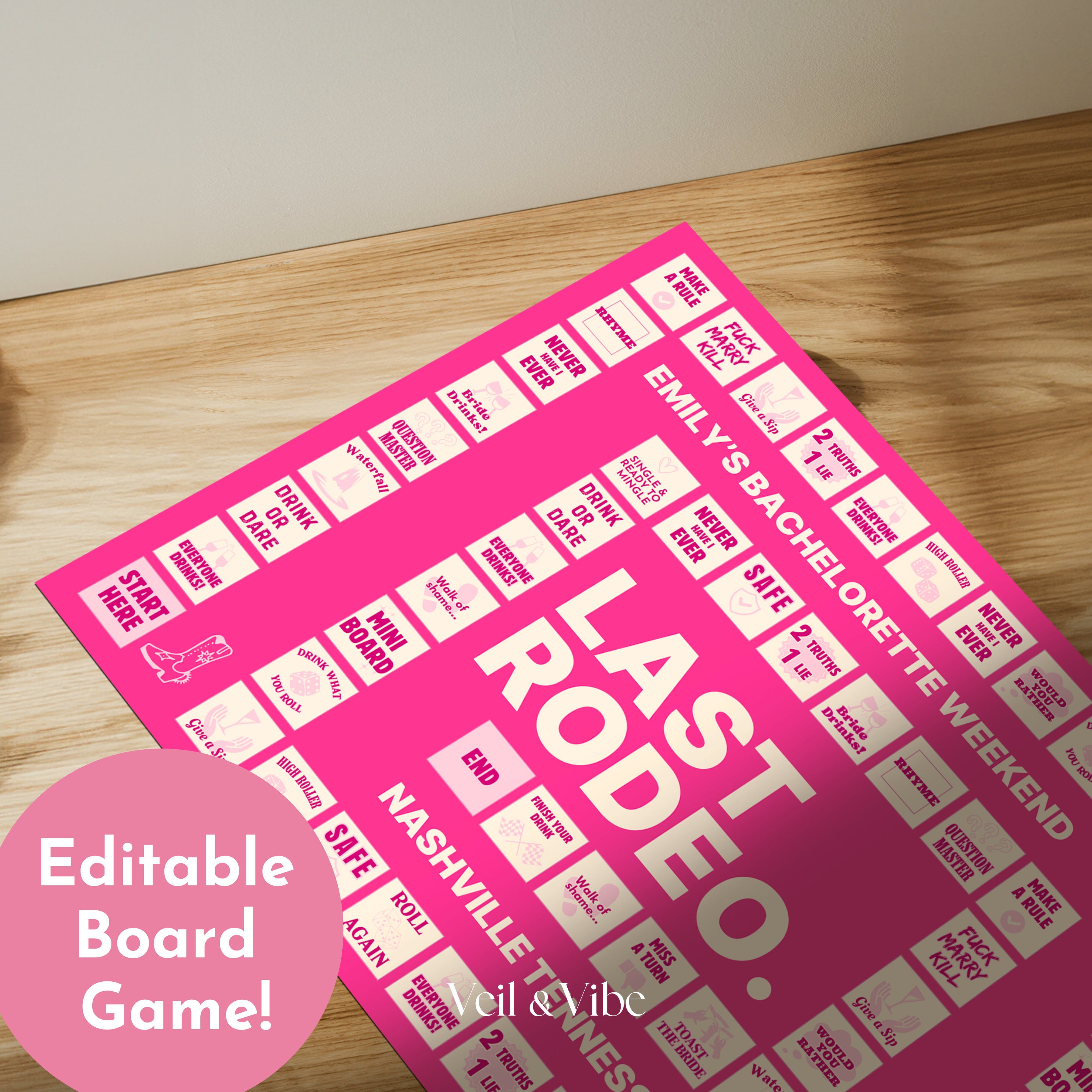 Modern Last Rodeo Bachelorette Board Game Nashville Bachelorette ...
