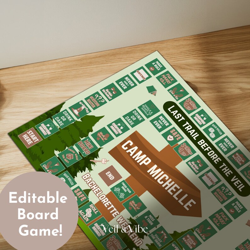 Camp Bachelorette Printable Board Game Camp Bach Drinking Games Hen ...