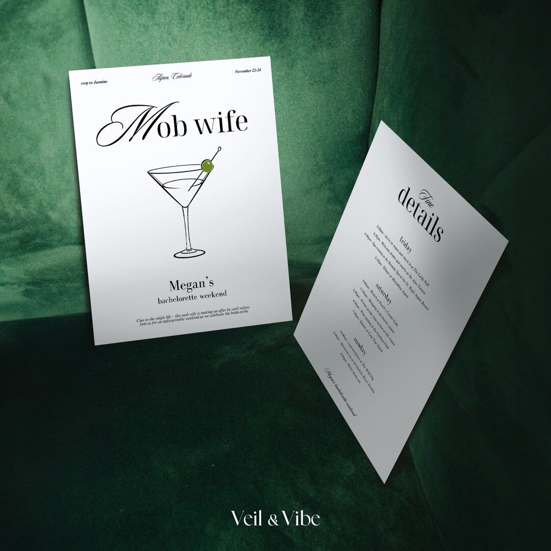 Mob Wife Bachelorette Party Itinerary Template Mob Wife Aesthetic Mafia ...