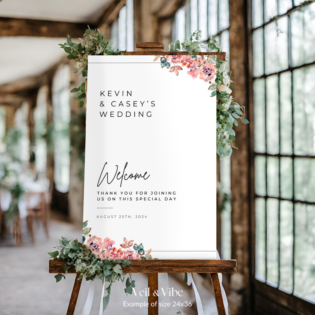 Floral Welcome Wedding Sign Floral Boho Wedding Welcome Sign Wildflower ...