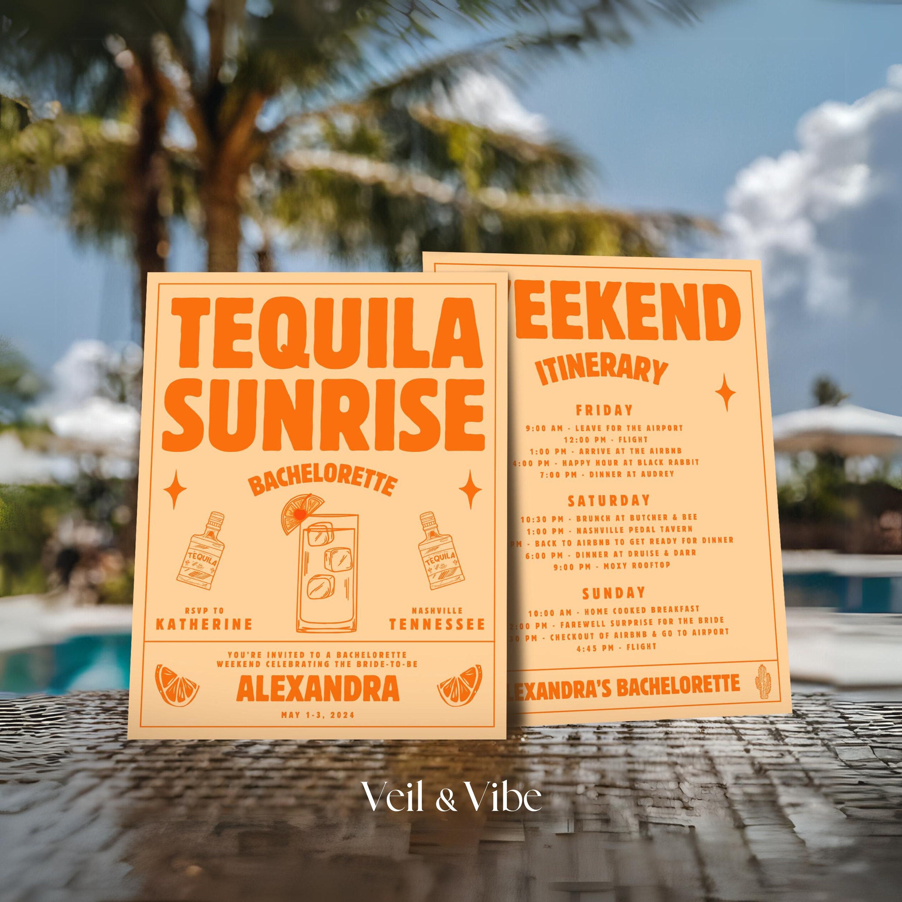 Tequila Sunrise Bachelorette Invite Template Tequila Bachelorette ...