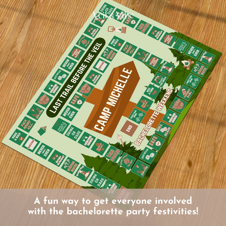 Camp Bachelorette Printable Board Game Camp Bach Drinking Games Hen ...