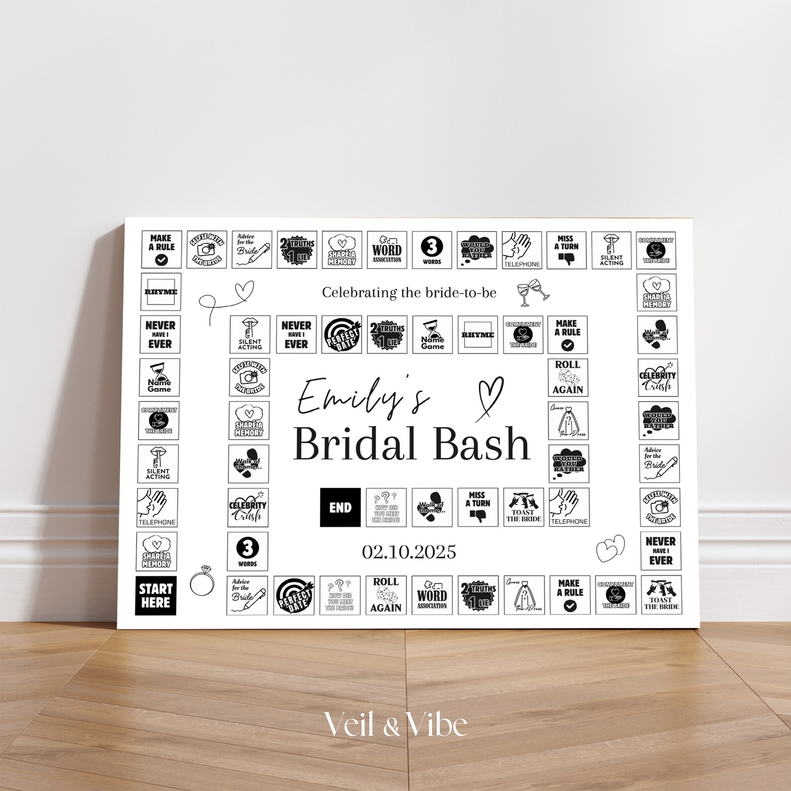 Bridal Shower Board Game Editable Bridal Games for Bridal Shower Game ...