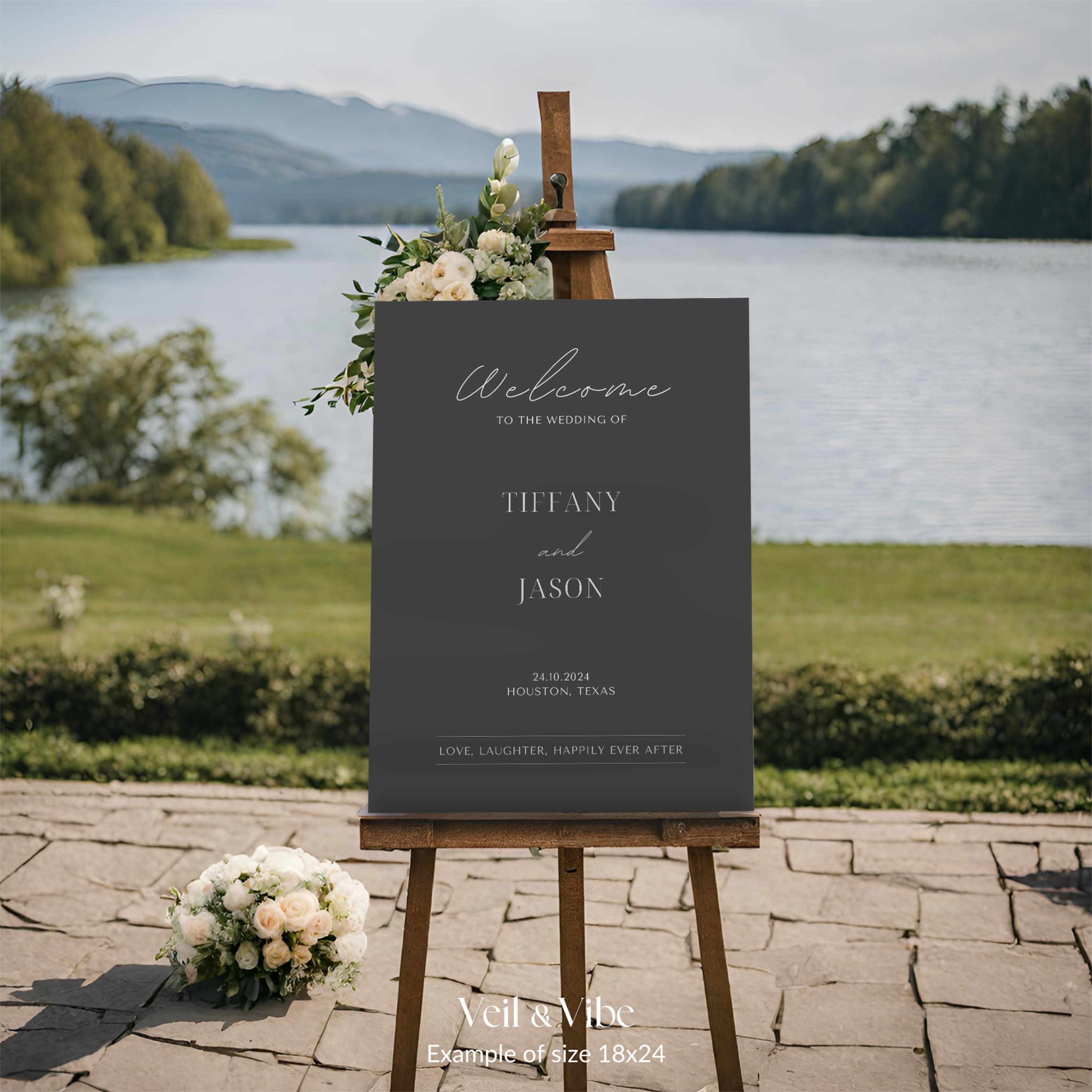 Black Wedding Sign Modern Wedding Welcome Sign Printable Wedding Signs ...