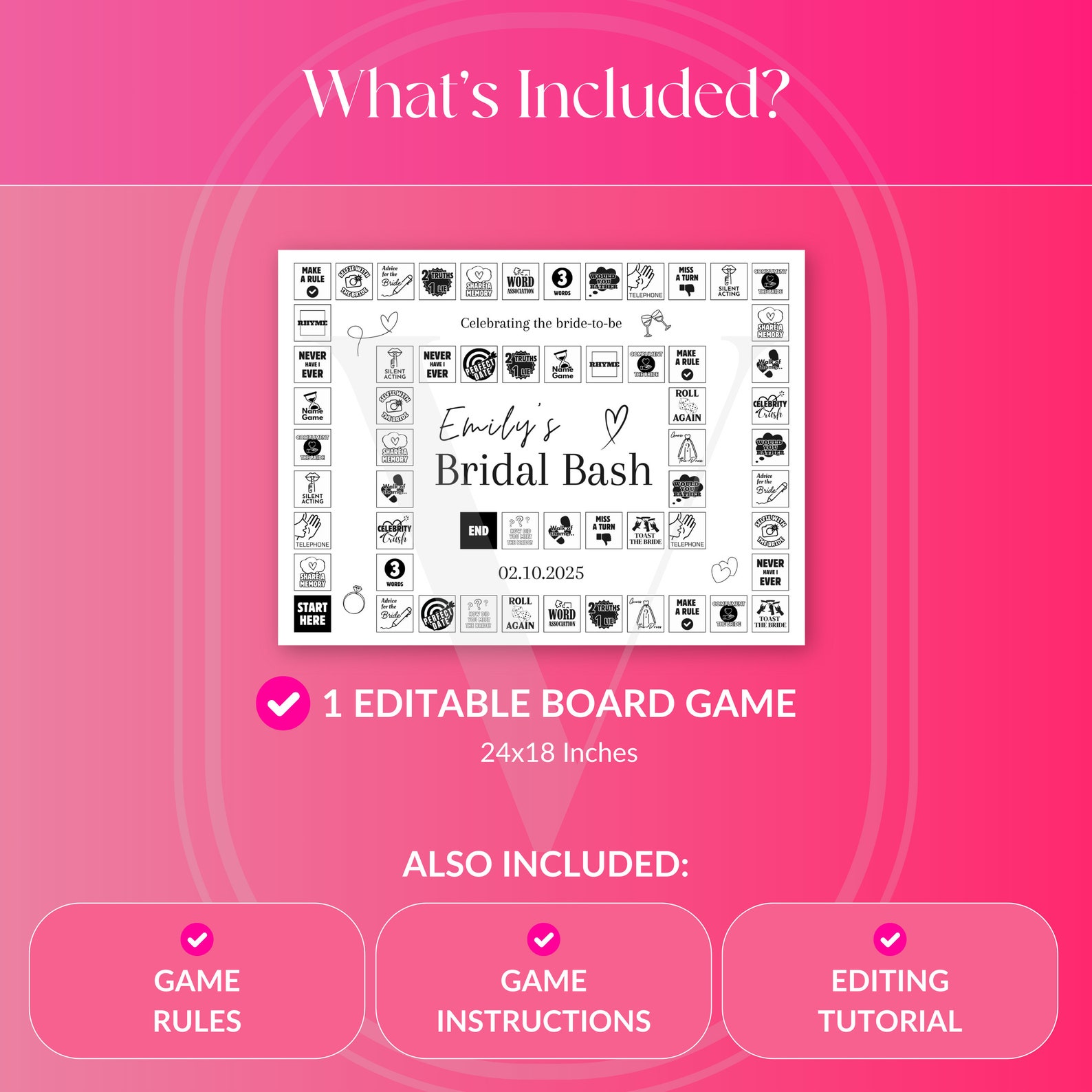 Bridal Shower Board Game Editable Bridal Games for Bridal Shower Game ...