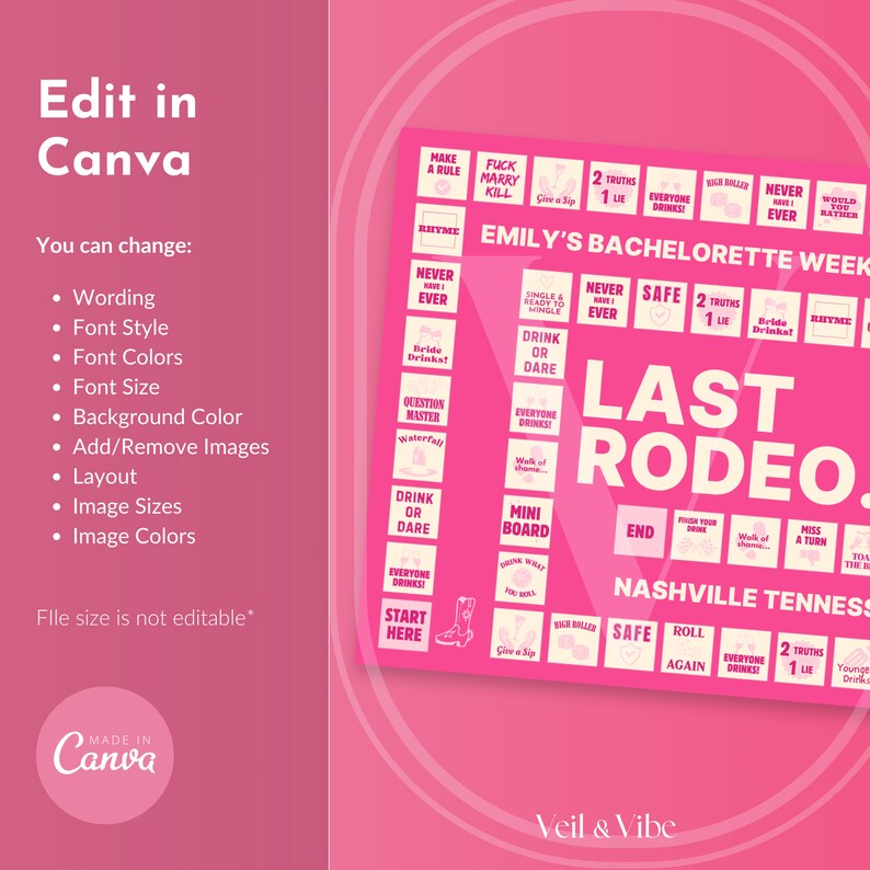 Modern Last Rodeo Bachelorette Board Game Nashville Bachelorette ...