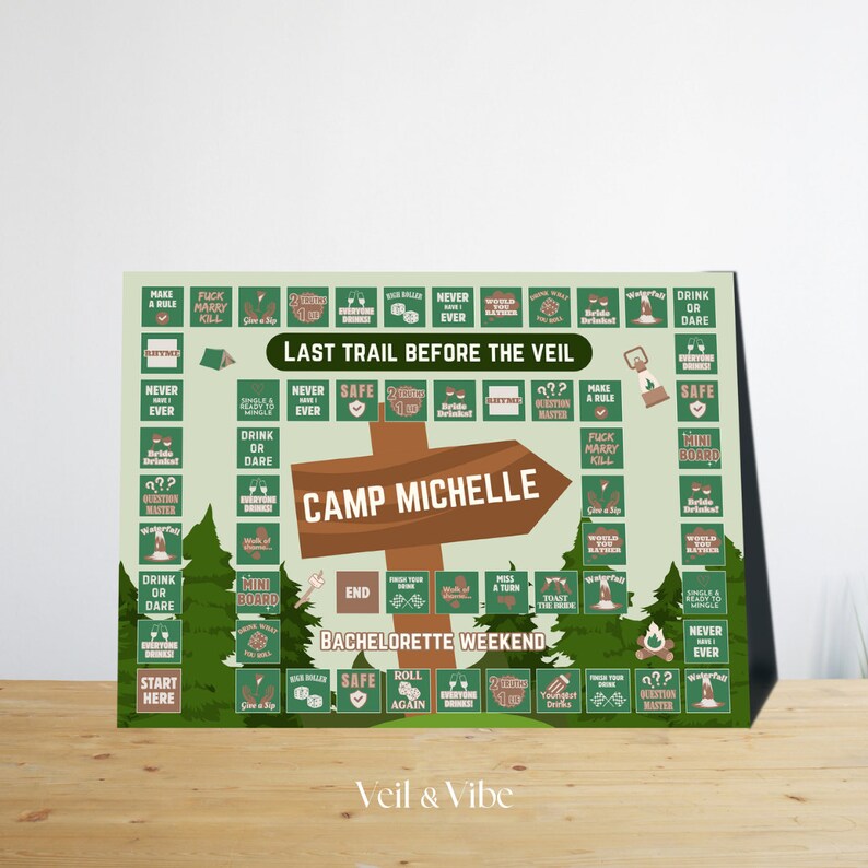 Camp Bachelorette Printable Board Game Camp Bach Drinking Games Hen ...