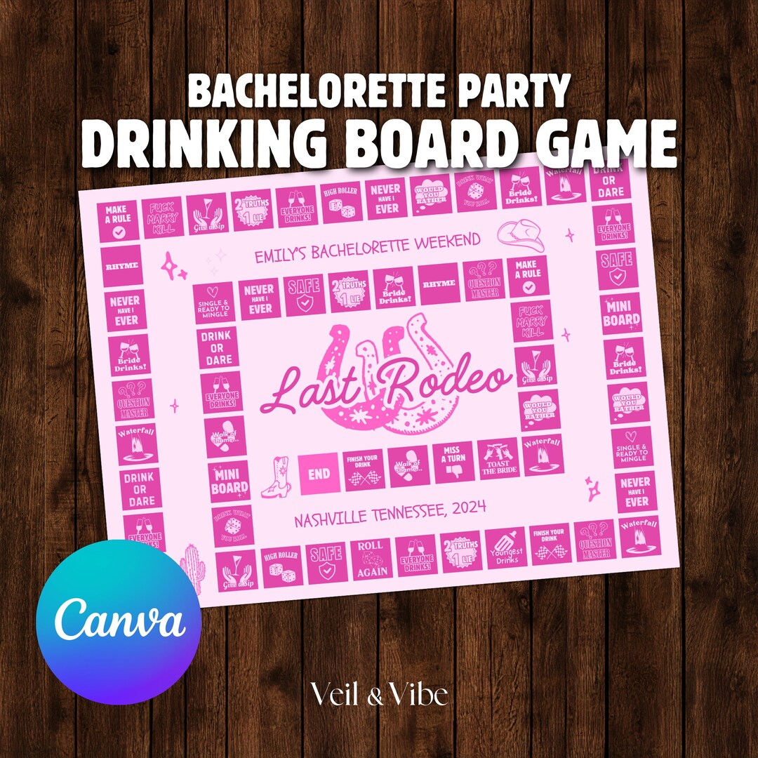 Last Rodeo Bachelorette Game Printable Board Game Bachelorette Drinking ...