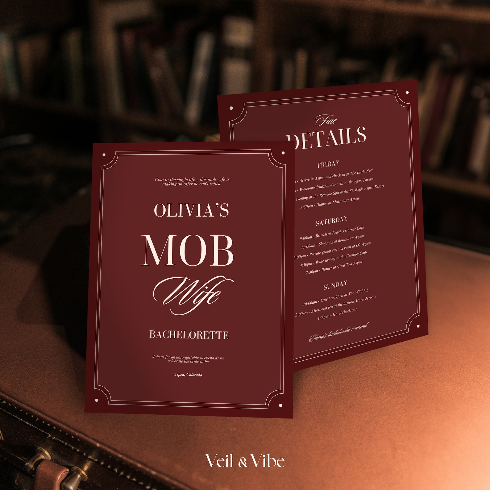 Classic Mob Wife Bachelorette Invitation Mafia Bachelorette Itinerary ...