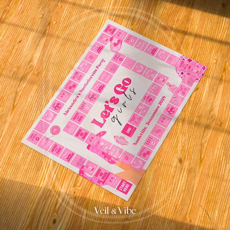 Nashville Bachelorette Party Board Game Disco Cowgirl Bachelorette Game ...