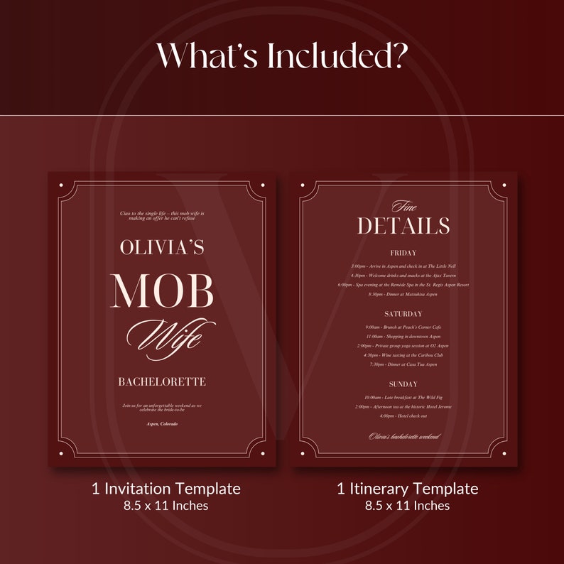 Classic Mob Wife Bachelorette Invitation Mafia Bachelorette Itinerary ...