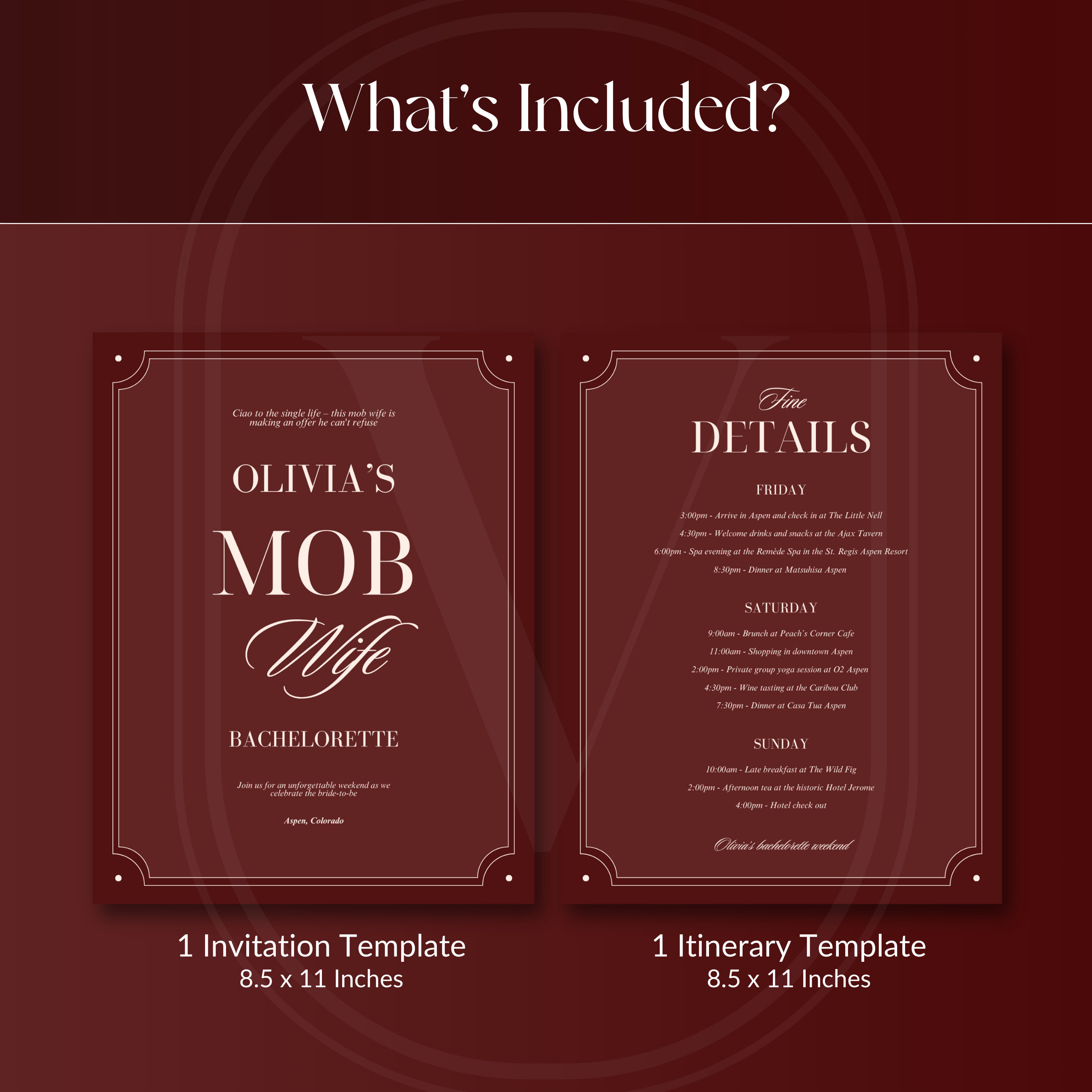 Classic Mob Wife Bachelorette Invitation Mafia Bachelorette Itinerary ...